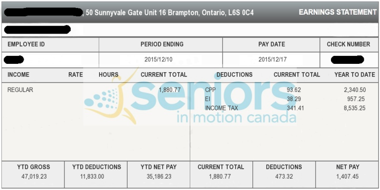 Sample Pay Stub - Canada Online Pay Stub Generator