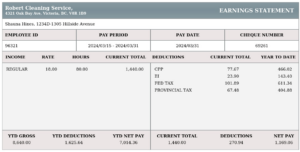 Sample Pay Stub - Canada Online Pay Stub Generator